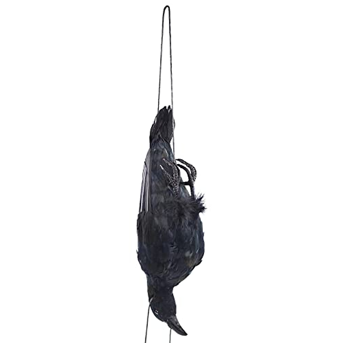 Etistta 17 inch Realistic Hanging Dead Crows Decoy Lifesize Extra Large Black Feathered Crow