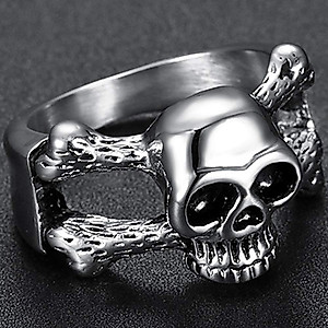 Jude Jewelers Stainless Steel Retro Vintage Gothic Skull Cocktail Party Biker Ring (Silver, 11)