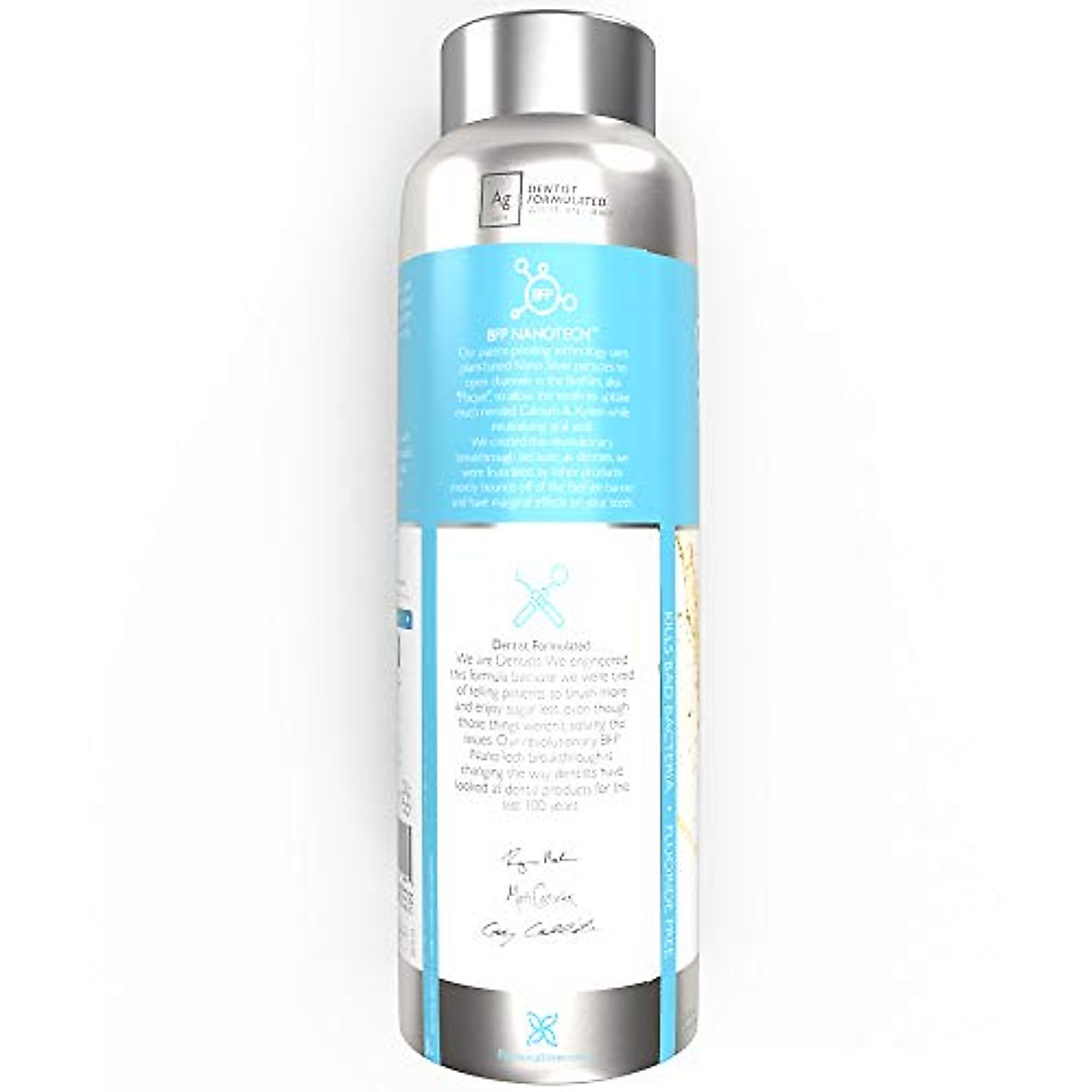 Dentist Formulated Nano Silver Xylitol Mouthwash with Calcium, PH Balanced, Enamel Strengthening Oral Rinse Alcohol and Fluoride Free (Peppermint)