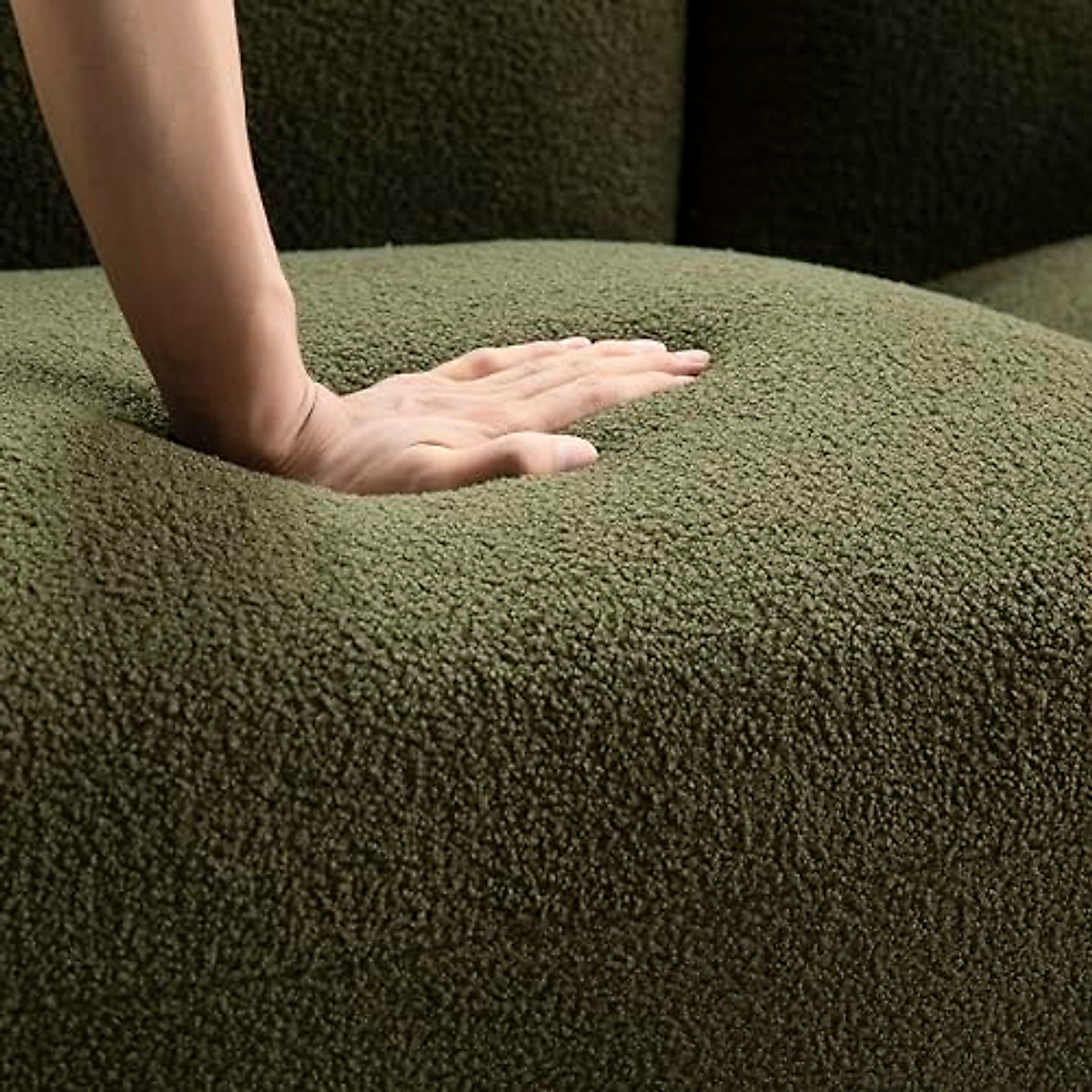 Eafurn 3 Seater Oversized Loveseat Sofa, Comfy Sherpa Teddy Overstuffed Cloud Couch,Lambswool Fabric Minimalist Modular Sectional Sofa&Couches for Small Spaces, Living Room, Apartment, Dark Green