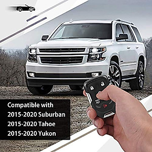 Car Key Fob Fit for GMC 2015-2020 Yukon/ Yukon XL Smart Key Compatible with Chevy 2015-2020 Suburban Chevrolet Tahoe (HYQ1AA) 6-Buttons 315 MHz Self-prgrammed Keyless Entry System
