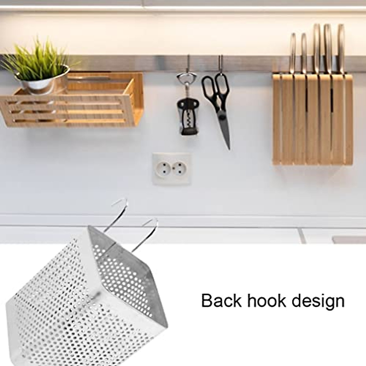 Eioflia Cutlery Draining Basket Stainless Steel Chopstick Sink Holder Spoon Storage Case Drain Chopstick Holder Sink Caddy Holder