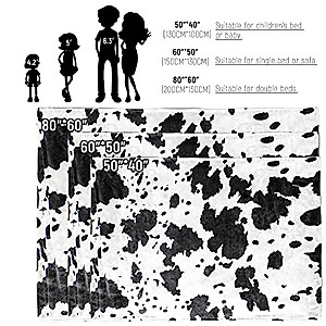 Gitrat Black Fleece Cow Print Blanket Soft Warm Flannel Cozy Cow Blankets for Adults Lightweight Travel Blankets Couch Sofa All-Season Cow Blankets and Throws Plush Gift for Daughter Mom