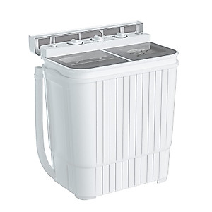 Bonusall Portable Washing Machine Compact, Small Clothes Washing Machine, 14.5 lbs Mini Washer and Dryer Combo, Twin Tub Compact Washer Machine with Spin Dryer, Built-in Gravity Drain for Apartments, Dorms, Camping, RV (Blue)