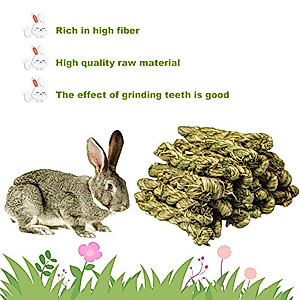 Roundler Rabbit Chew Toys, Small Animal Treats Natural Timothy Grass Chew Toys, Grass Stick Pet Snacks Molar Teeth Grinding Toy Chewing for Chinchillas Hamsters Guinea Pig Dwarf Rabbit Gerbils (H04)