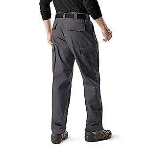 CQR Men's Tactical Combat Cargo Pants, Water Resistant Ripstop, Military Outdoor Hiking Work Apparel, Brigade Pants Charcoal, X-Large