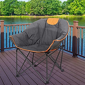 Suntime Sofa Chair, Oversize Padded Moon Leisure Portable Stable Comfortable Folding Chair for Camping, Hiking, Carry Bag(2 Pack)