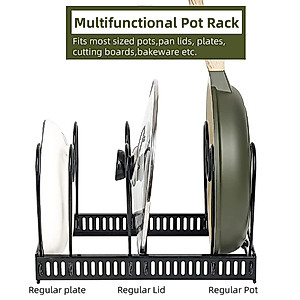 Expandable Pot and Pan Organizers Rack,Pans and Pots Lid Organizer Rack Holder, Kitchen Cabinet Pantry Bakeware Organizer Rack Holder with Adjustable Compartments (BLACK/13Partition)