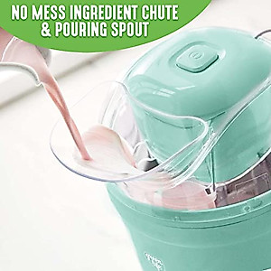 GreenLife 1.5QT Electric Ice Cream, Frozen Yogurt and Sorbet Maker with Mixing Paddle, Dishwasher Safe Parts, Easy one Switch, BPA-Free, Turquoise