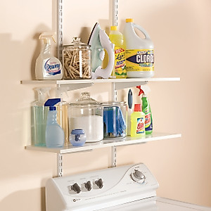 Rubbermaid Twin Track Upright Wall Shelving System, 47.5-Inch, White, Support for use with Kitchen/Laundry and Closet Organization/Storage