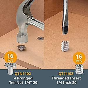 POWERTEC 71127 Jig and Fixture T-Track Hardware Kit w/Knobs and 1/4"-20 Threads | 128 Piece Set