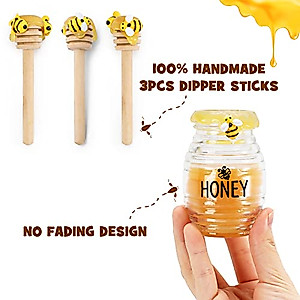 Nefelibata Faux Honey Pot with Bees and Dippers, Bumble Bee Tiered Tray Decor, Drippy Honey Pot, Fake Honey Jar Table Centerpieces, Spring Summer Decor