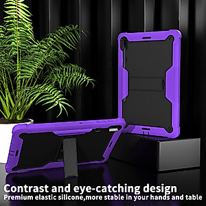 NKase for Samsung Galaxy Tab S8 Plus/S8+ SM-X800/X806 2022/Galaxy Tab S7 FE Case SM-T730/T735 2021/Tab S7 Plus 2020 12.4’’, Shockproof Galaxy Tab S8 Plus Case with S Pen Holder Kickstand, Purple
