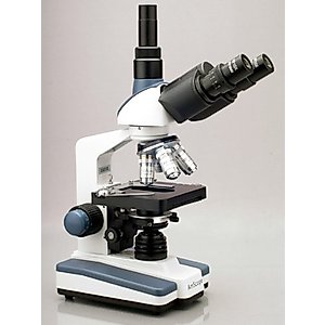 AmScope T120B-9M Digital Professional Siedentopf Trinocular Compound Microscope, 40X-2000X Magnification, WF10x and WF20x Eyepieces, Brightfield, LED Illumination, Abbe Condenser with Iris Diaphragm, Double-Layer Mechanical Stage, 100-240VAC, Includes 9MP