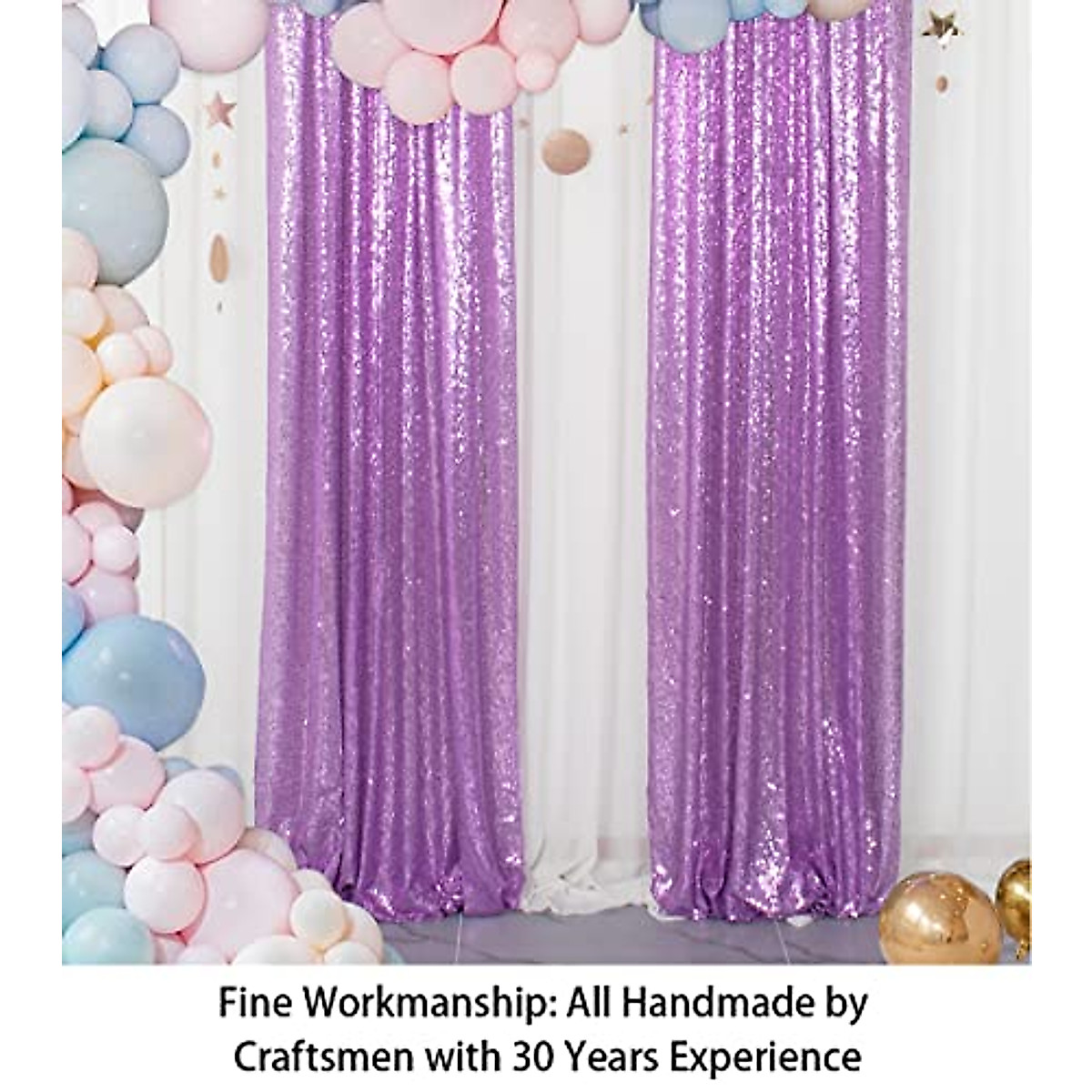 Sequin Curtains 2 Panels Lavender 2FTx8FT Sequin Photo Backdrop Sequin Backdrop Curtain Pack of 2-1011E