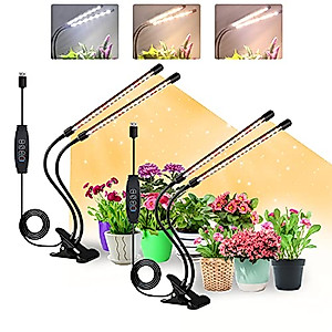 SDOVUERC Grow Lights for Indoor Plants, Full Spectrum LED Plant Lamps with Clips and 3m Cables for Seeding Growing(2 Pack)