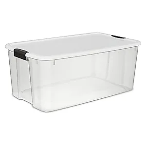 Sterilite 116 Quart Ultra Clear Plastic Storage Tote Container with Latching Lid (20 Pack)
