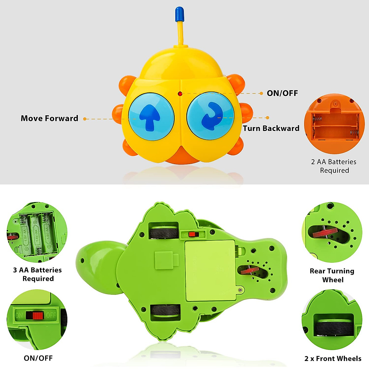 TOY Life Crocodile Remote Control Cars for Toddlers Boys Girls 3-5 4-7, Toddler RC Car Toys Gifts for 2 Year Old Boys, Kids Baby Remote Control Toy Cars, Race Car Toys, Alligator Toy