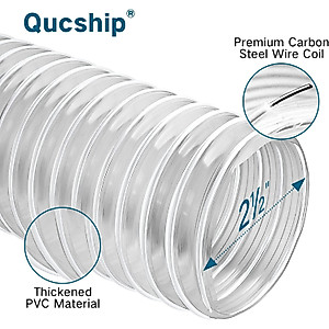 4" x 20' Heavy PVC Dust Collection Hose, Puncture Resistant PVC Dust Collection Hose, Flexible Clear PVC Fume Collection Hose with Carbon Steel Wire Coil for dust collection systems