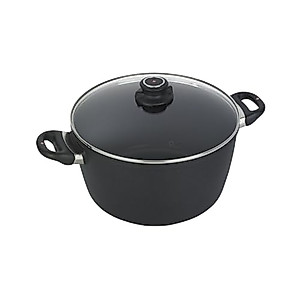 Swiss Diamond 11" 8.5Qt Stock Pot HD Nonstick Induction Diamond Coated Aluminum Stock Pot Includes Lid PFOA Free Dishwasher/Oven Safe Stock Pot Grey