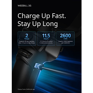 ZHIYUN Weebill 3S Combo Gimbal Stabilizer for DSLR and Mirrorless Camera Canon/Nikon/Sony/Panasonic/Fujifilm, Native Vertical Shooting,Extendable Sling Grip