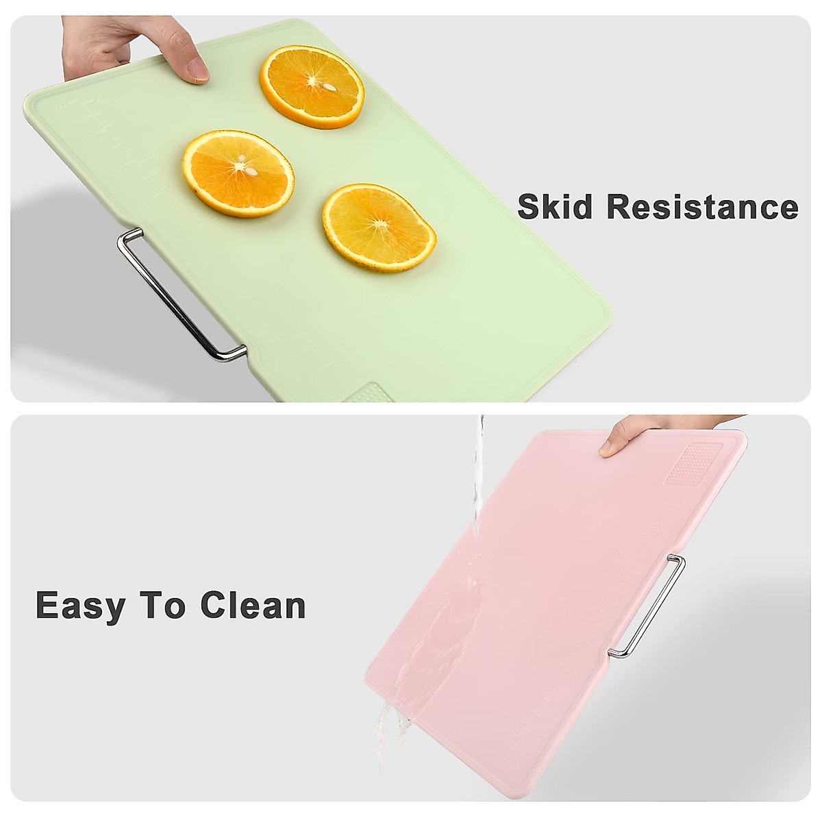 FIVETAS cutting boards for kitchen dishwasher safe,set of 3 with holder,plastic cutting boards with Easy-Grip Handles.GARLIC GRINDING AREA. BPA Free, Non-porous Non-Slip Feet