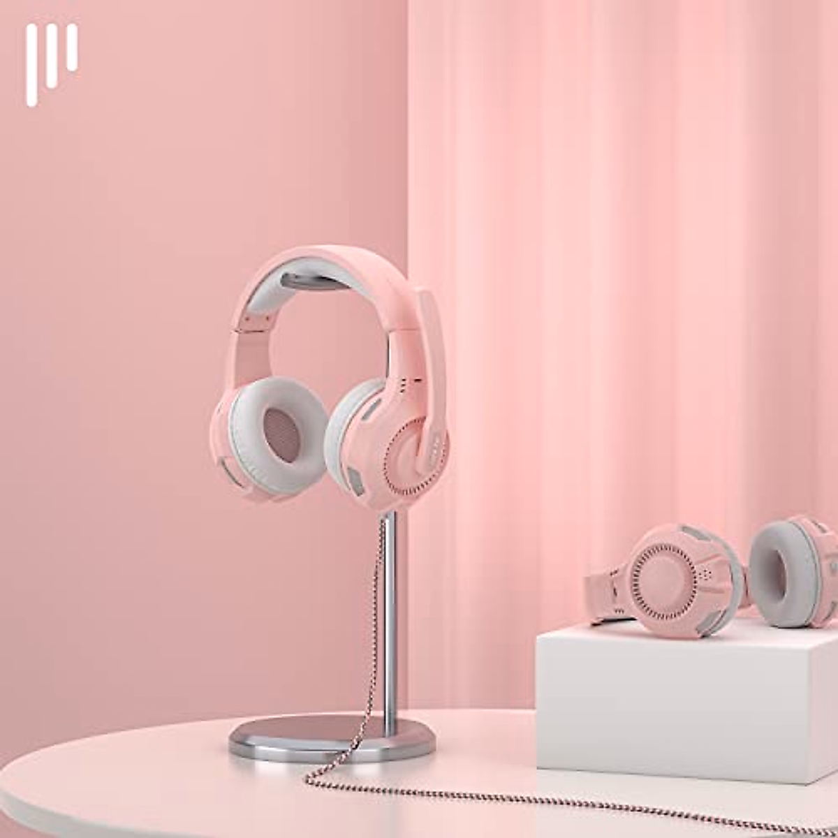 Anivia Headphones with Microphone Surround Sound Active Noise Canceling Pink Wired Gaming Headphones - 3.5mm Audio Jack Stereo Headset for PC, PS4, PS5, Switch, Xbox One, Pink (Game/Work/School)