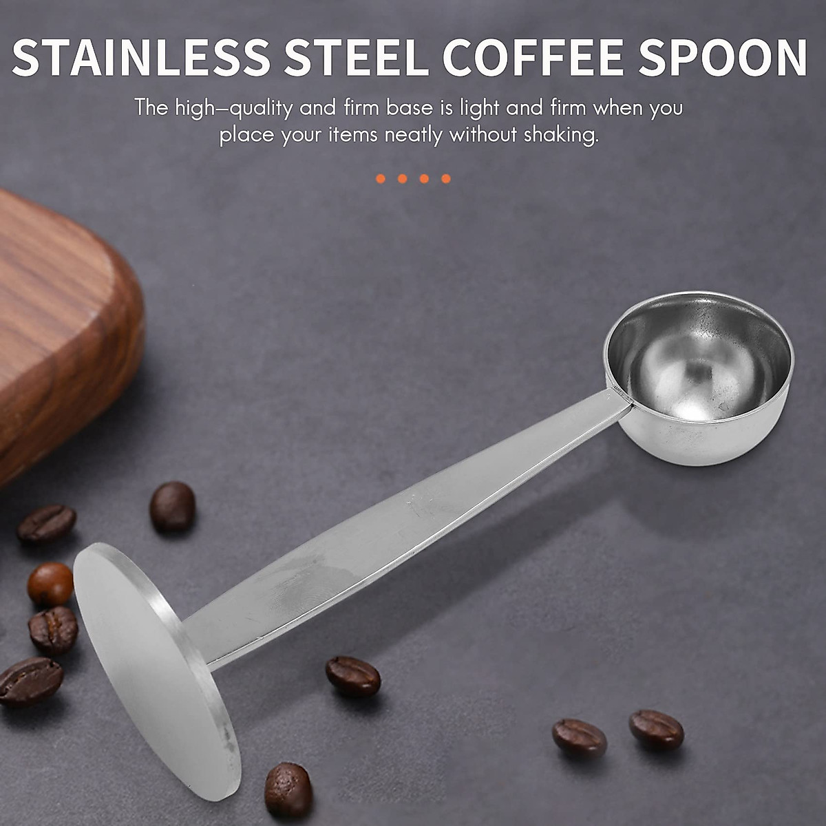 Pasuihcay Espresso Stand Coffee Measure Tamper Spoon Stainless Steel Coffee & Tea Tools Measuring Tamping Scoop 1 Pieces Silver