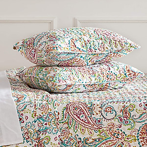 SLEEP ZONE Kids Twin Quilt Set 68x86 inch with 1 Pillow Sham - Reversible Cool Summer Quilt, Soft Lightweight Bedspread Coverlet Set for All Season (Paisley Pattern)