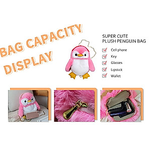 XMLiZhiGu Girls Women Penguin Plush Purses Crossbody Bags Kawaii Purse Cute Anime Shoulder Bag Black