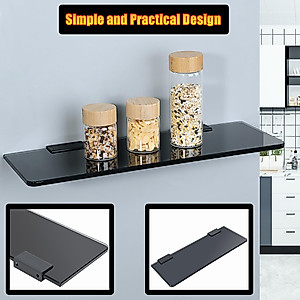 Alise Bathroom Shelves Glass Shelf,Wall Mount Floating Shelves for Bathroom,Rectangular Tempered Glass Shelves for Wall Storage Organizer,Black Finish AGBL2010R-B