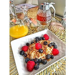 Glass Honey Dispenser – No Drips, No Trails – CLEVLI Honey Dispenser 8 Oz with Stand – Honey Pot – Honey Jar Glass – Easy-to-clean Glass – Honey Dispenser With Honeycomb Design and Stand