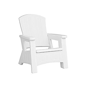 Suncast UV-Resistant Stylish Adirondack Outdoor Backyard Patio Chair with in-Seat Storage, White