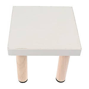 Yardwe 1pc Solid Wood Small Flower Stand Wooden Flower Shelf Garden Plant Pot Riser Succulent Planter Holder Cat Outdoor Planter Stand Bonsai Holder Heavy Office Small Plant Stand White