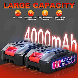 Mini Chainsaw 6-Inch, DOMPLAZA Electric Chainsaw Cordless 2.6LB One-Hand Use Electric ChainSaw for Wood Cutting Tree Trimming by 2Pcs 21v 10000mAh Batteries