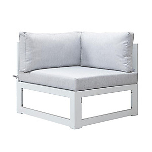 NICESOUL® Modern Modular All-Weather Outdoor Furniture Aluminum Sofa, 29“ Wide Deep Seat Heavy Duty Anti-Rust Frame Corner Chair Patio Sectional Piece for Backyard Deck Sunroom Lawn Terrace Outside