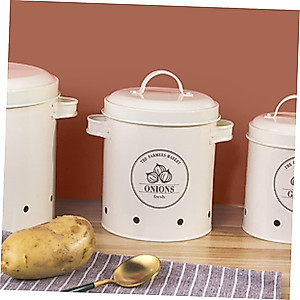 FELTECHELECTR Iron Kitchen Storage Bucket for Onions Potatoes Ginger and Garlic Versatile Onion Keeper and Storage Holder for Your Kitchen