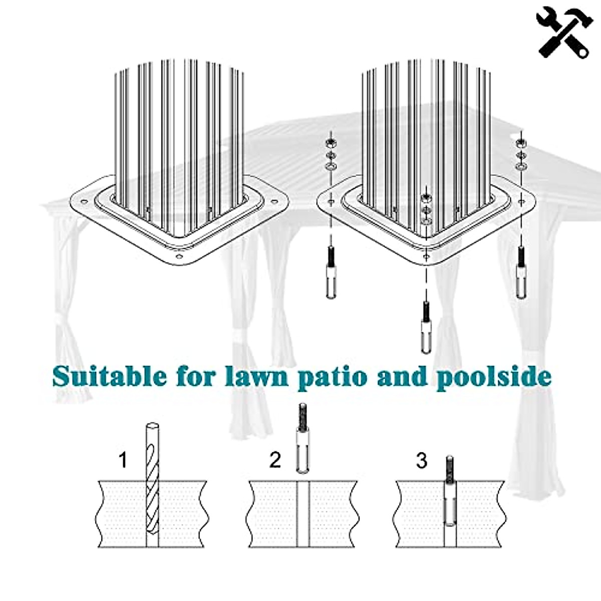 Hard Top Gazebo, Galvanized Steel Double-Layer Roof Aluminum Outdoor Gazebo, with Curtains and Nets, Permanent Use Backyard Pavilion, Suitable for Patio, Garden and Lawn (12'x20', Brown)