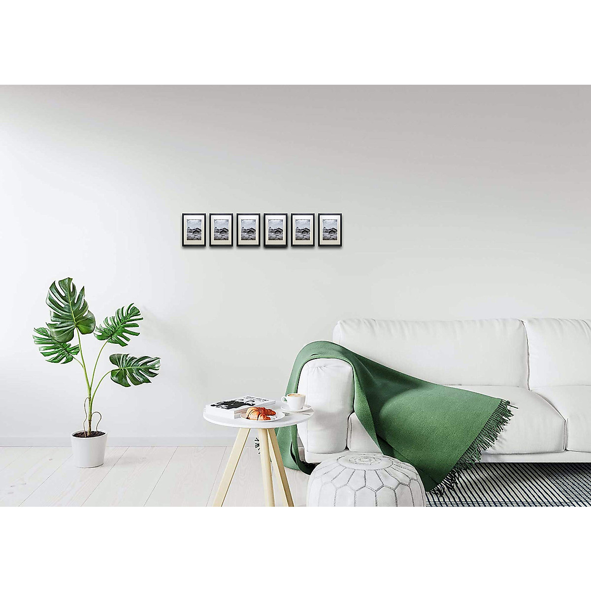 The Display Guys - Square Profile Wooden Picture Frame with Tempered Glass - 5" x 7" matted to 4" x 6" – 6 Pack – Black