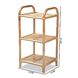 Bali & pari Barras Modern Bohemian Natural Rattan 3-Tier Display Shelf