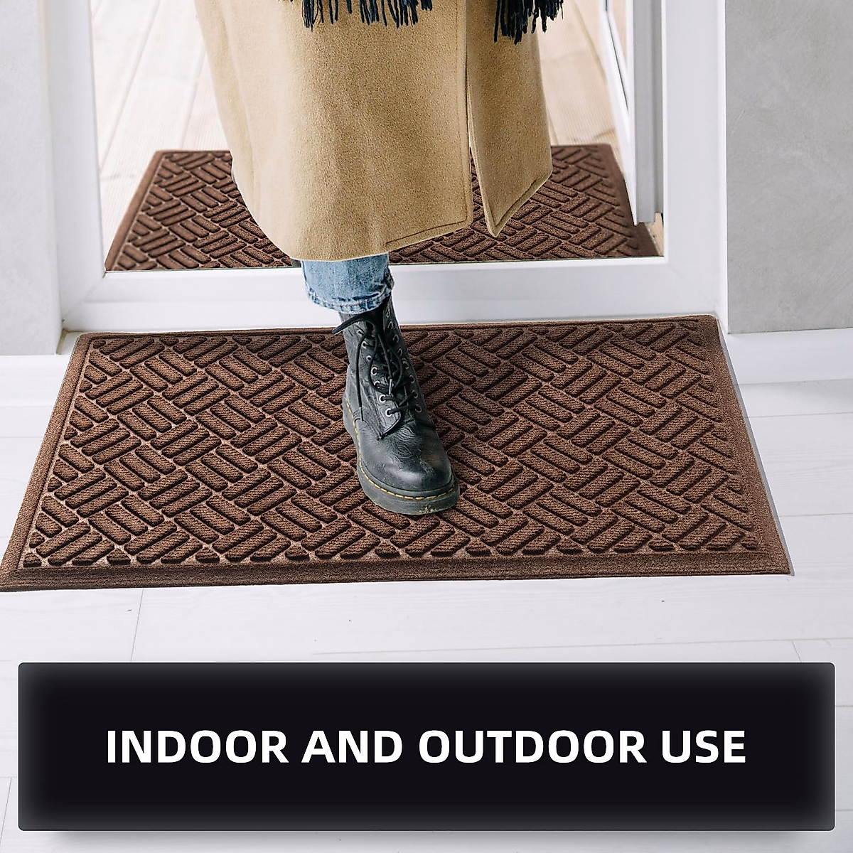 MATALL Front Door Mat 2 Pack Indoor and Outdoor Welcome Mat, Absorbent and Drain Away Water Heavy Duty Entryway Doormat for Front Back Doors, Laundry Rooms, Mudrooms and More, 29.5x17IN