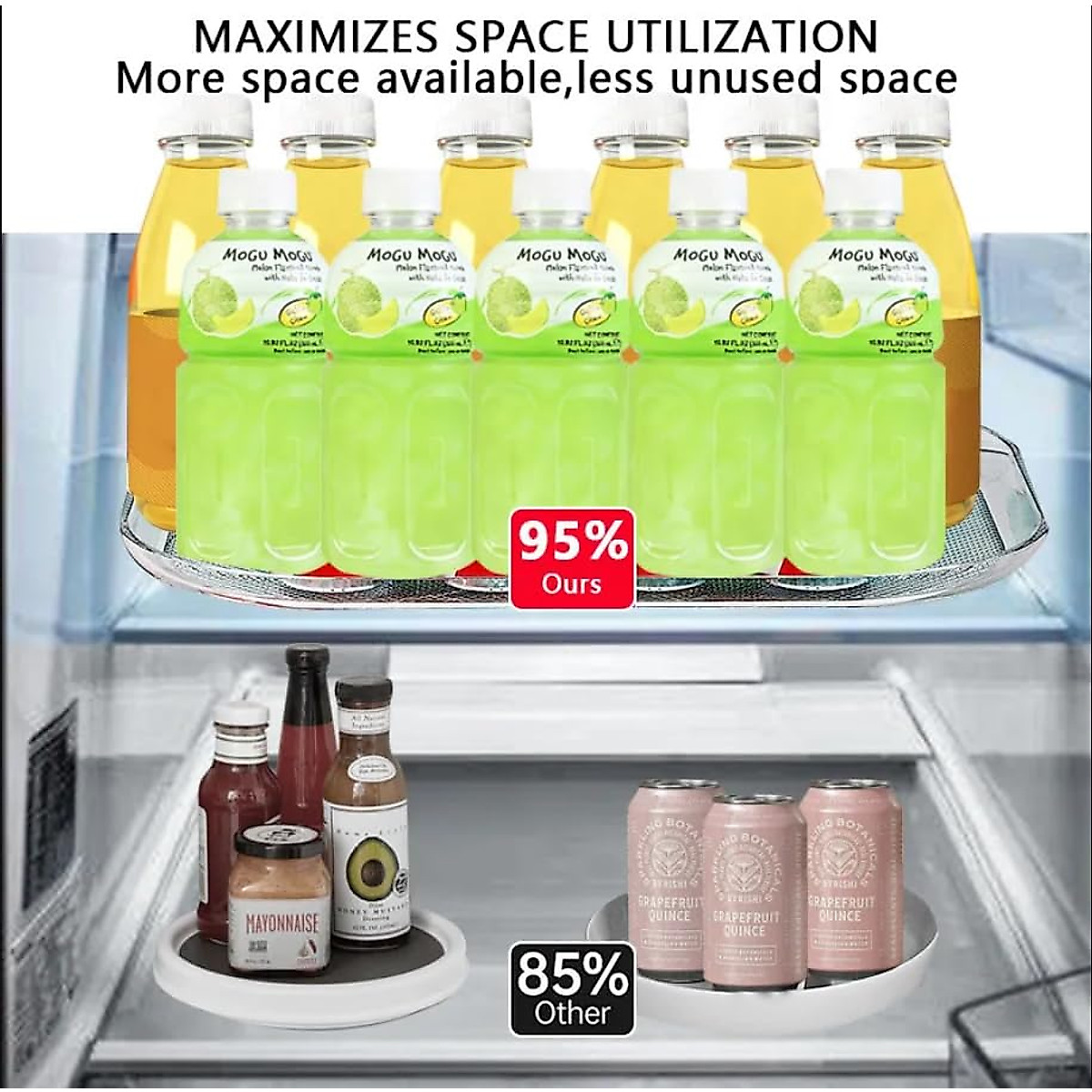 Clear Square Lazy Susan Turntable Organizer for Refrigerator-RectangleTurntable Organizer Clear for Kitchen Countertop,Storage Cabinet, Pantry, Fridge-15.74in