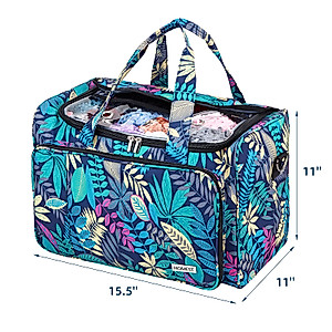 HOMEST Yarn Storage Bag, Knitting Tote with Removable Inner Dividers, Floral