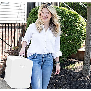 Cooluli 15L Mini Fridge for Bedroom, Car, Office Desk & College Dorm - 12V Portable Cooler & Warmer for Food, Drinks, Skincare - AC/DC Small Refrigerator with Glass Front, White