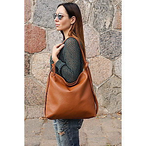 TimeStoryBag Women Leather Backpack/Purse- Handmade Convertible Hobo Shoulder Bag from Genuine Leather Cognac