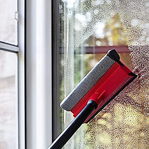 DSV Standard Professional Multi-Functional Window Squeegee | 2-in-1 Window Cleaner for Car Windshield, Gas Station, Shower and Glass | Soft Rubber Blade & Highly Absorbent Sponge Head 8"