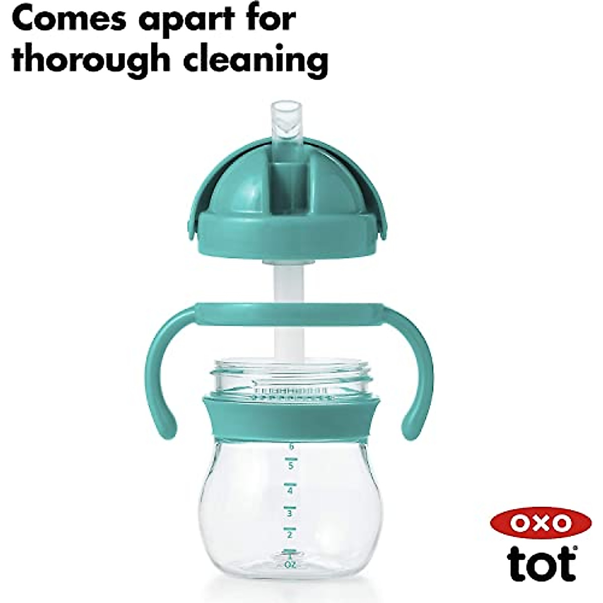 OXO Tot 6 Ounce Transitions Straw Cup with Removable Handles - Teal