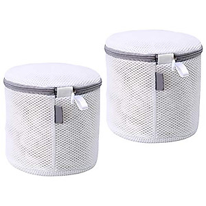 TOPBATHY Laundry Wash Bag Mesh Pouches for Bra Underwear Stockings Blouse Shoes Reusable Washer Protector Baby Kids Girls Clothing with Zipper 2pcs (White)