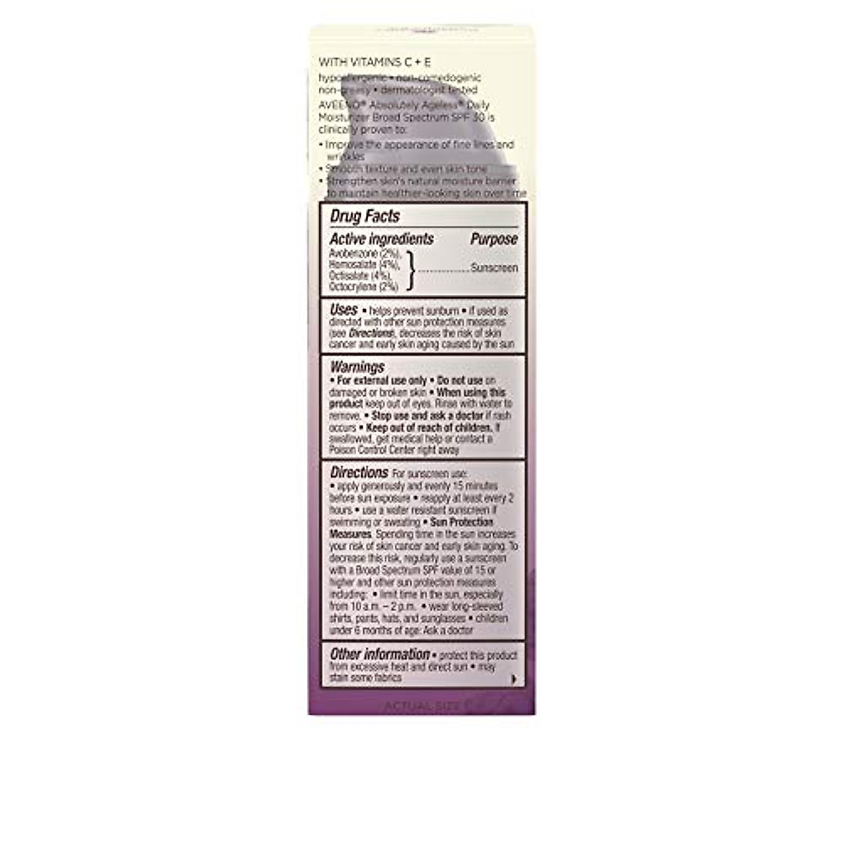 Aveeno Absolutely Ageless Anti-Wrinkle Facial Moisturizer with SPF 30 Sunscreen, Antioxidant-Rich Blackberry Complex, Vitamins C & E, Non-Comedogenic & Oil-Free Moisturizer, 1.7 fl. oz