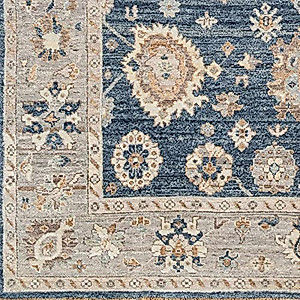 Hauteloom Atoc Wool Living Room, Bedroom Area Rug - Traditional - DarkBlue, Beige, LightGray - 8' x 10'